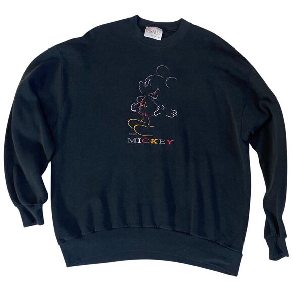 Genus | Tops | Disney Embroidered Black Crewneck Sweatshirt Xl Vtg 9s ...